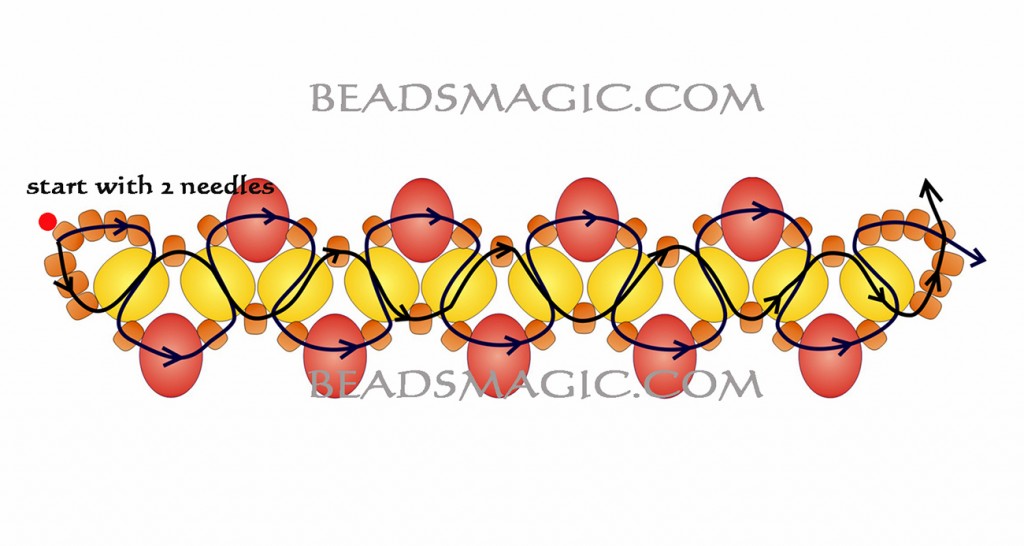Free pattern for beaded necklace Golden Eye | Beads Magic