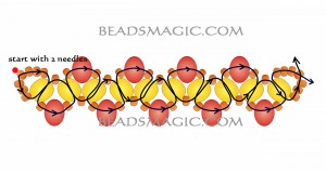 Free pattern for beaded necklace Golden Eye | Beads Magic