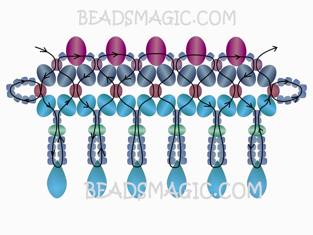 Free pattern for beaded necklace Real Blue | Beads Magic