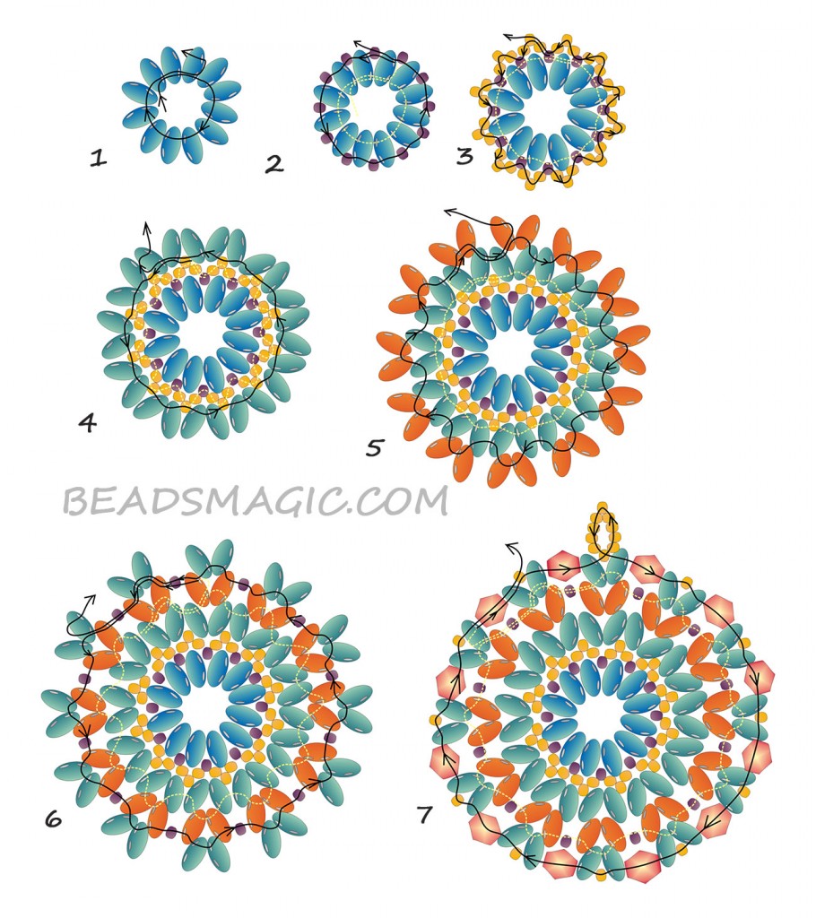 Free pattern for beaded pendant Cinnamon | Beads Magic