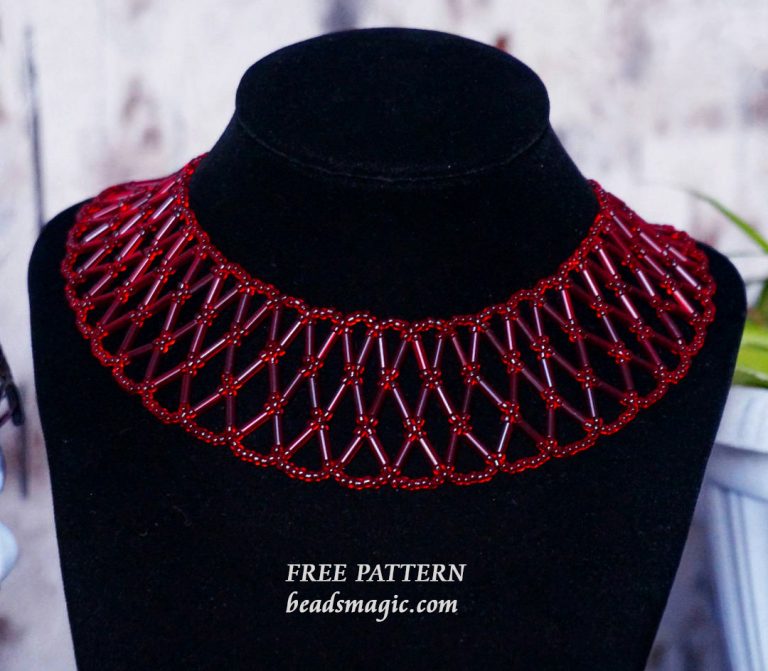Free pattern for beaded necklace Strawberry | Beads Magic