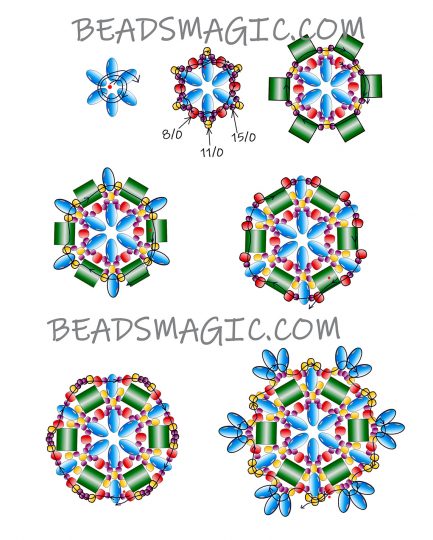 Free pattern for beaded pendant Antique | Beads Magic