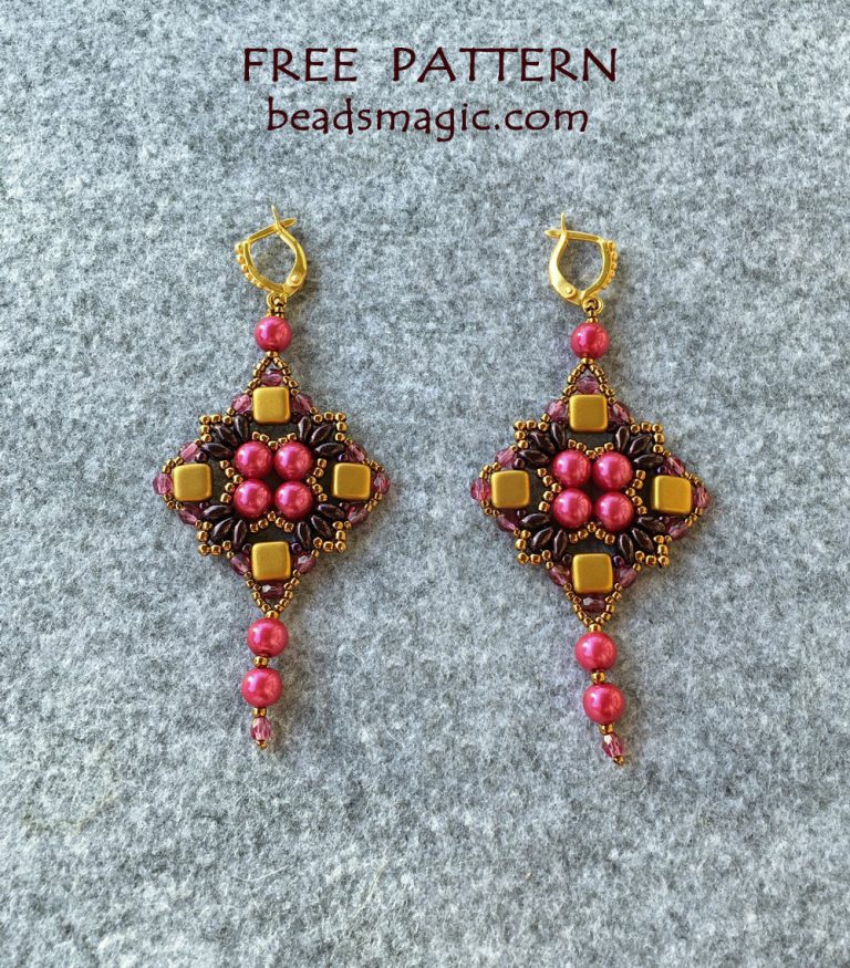 Free pattern for beaded earrings Kira | Beads Magic