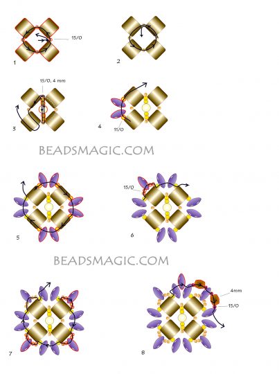 Free pattern for beaded earrings Sara | Beads Magic