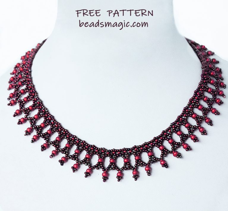 Free pattern for beaded necklace Maroon | Beads Magic
