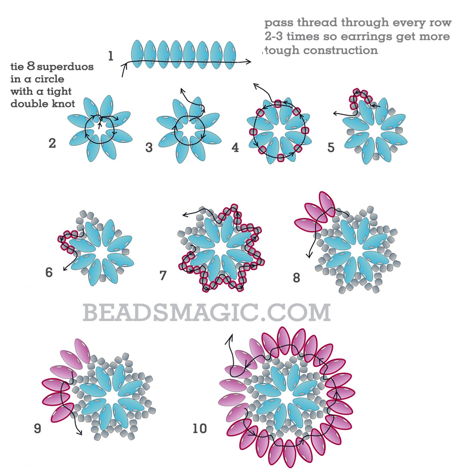 Free pattern for earrings Tenderness | Beads Magic