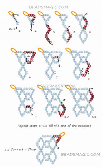 Free pattern for necklace Snowlove | Beads Magic