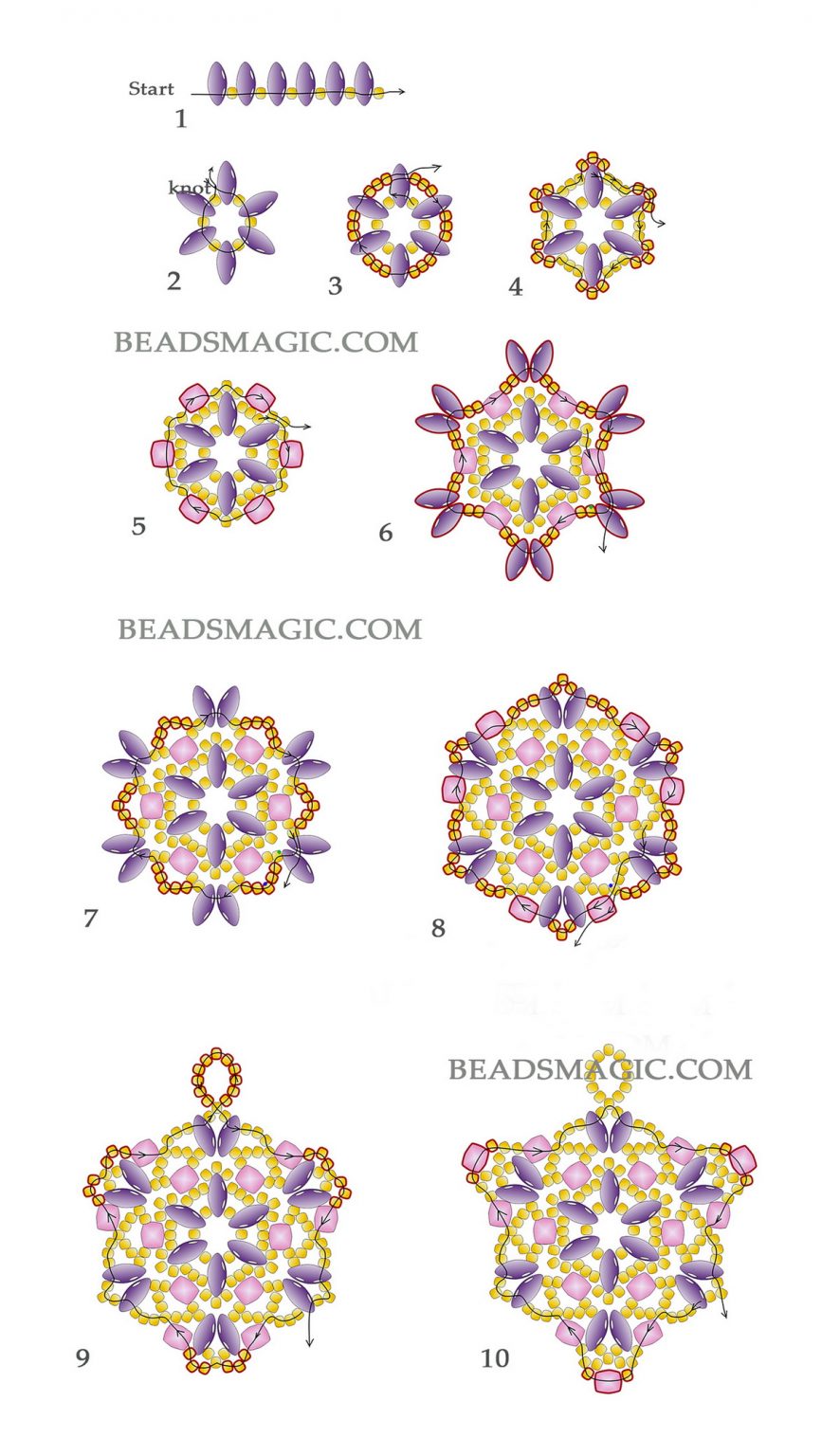 Free pattern for beaded pendant Aza | Beads Magic