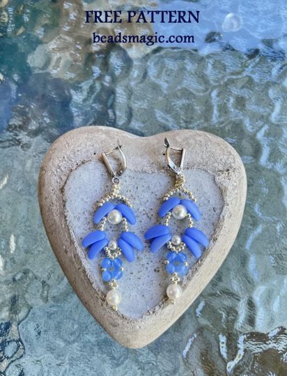 Free pattern for earrings Bluebird with chilli beads | Beads Magic