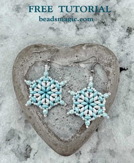 Free tutorial for Snowflake earrings + Video! | Beads Magic