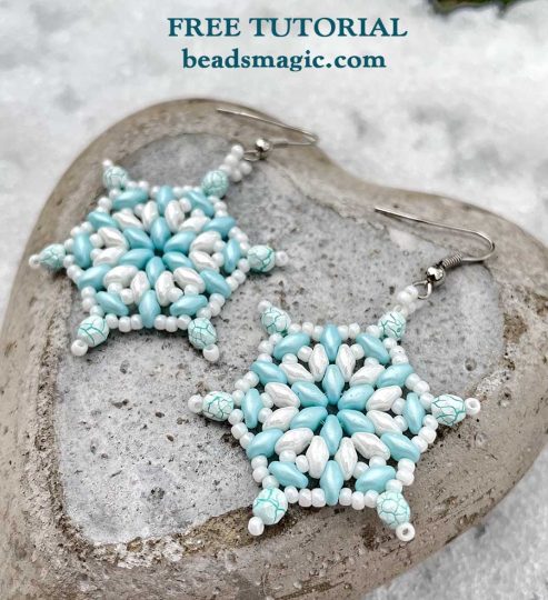 Free tutorial for Snowflake earrings + Video! | Beads Magic