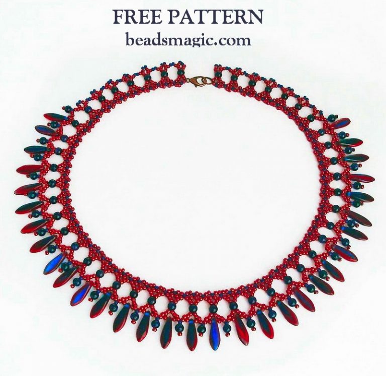 Free tutorial for necklace Nina with dagger beads | Beads Magic