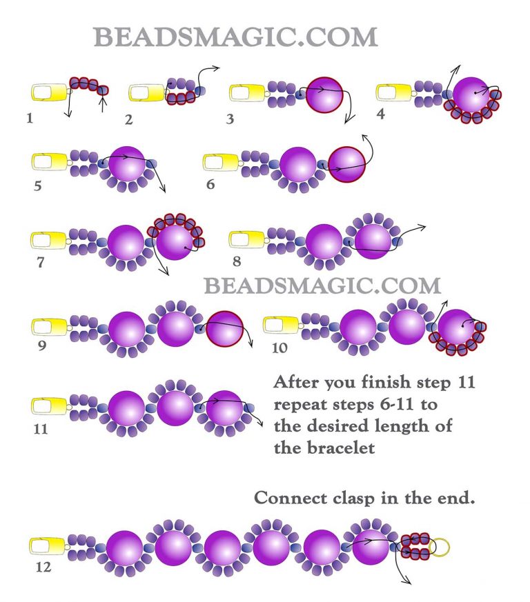 Free bead pattern for bracelet Taffy | Beads Magic