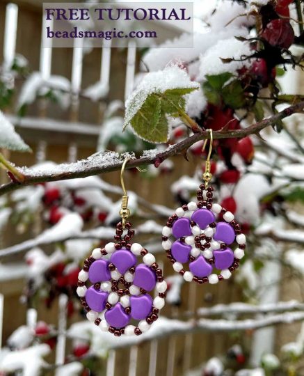 Free pattern for earrings Flora + video tutorial | Beads Magic