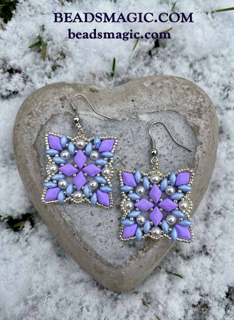 Free bead pattern for earrings Angelina with superduo and gemduo ...
