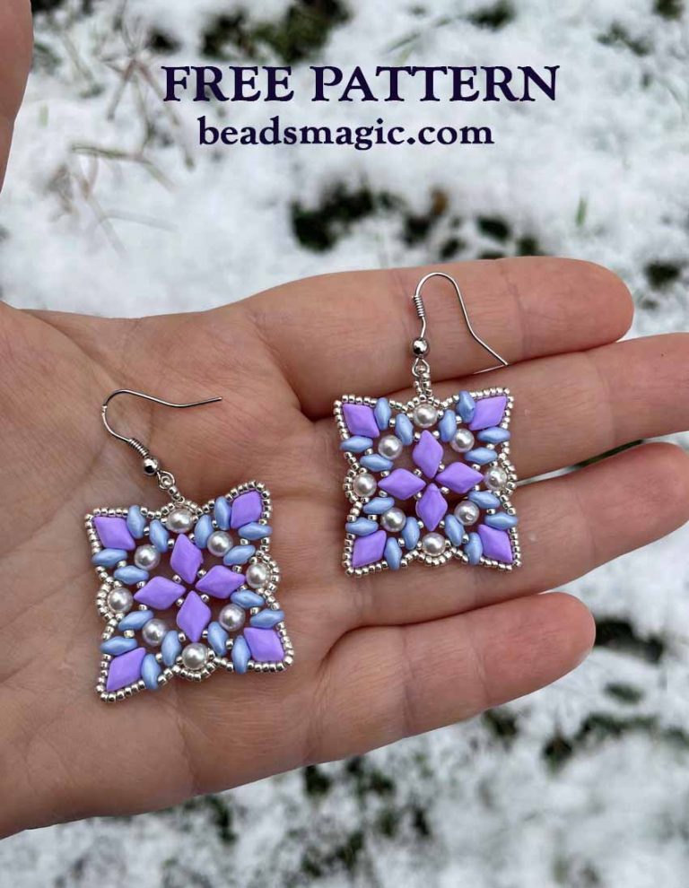 Free bead pattern for earrings Angelina with superduo and gemduo ...