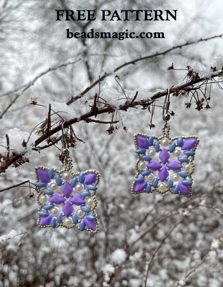 Free bead pattern for earrings Angelina with superduo and gemduo ...