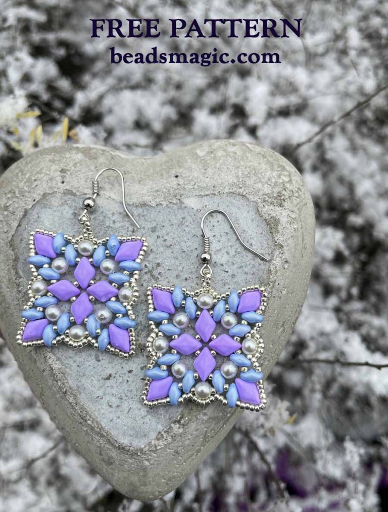 Free bead pattern for earrings Angelina with superduo and gemduo ...