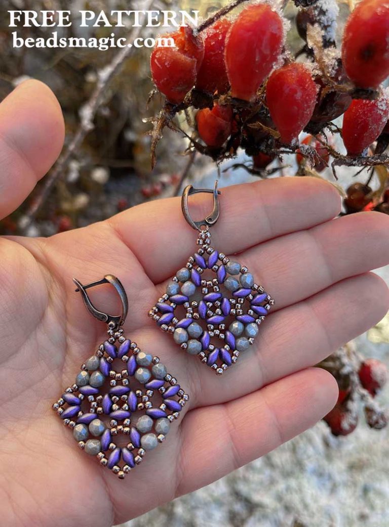 Free bead pattern + Video for earrings Chicago | Beads Magic