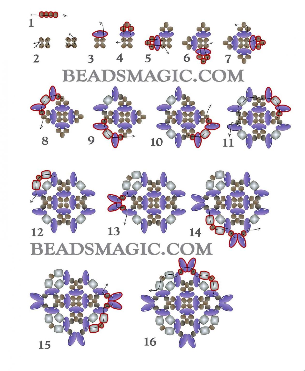 Free bead pattern + Video for earrings Chicago | Beads Magic