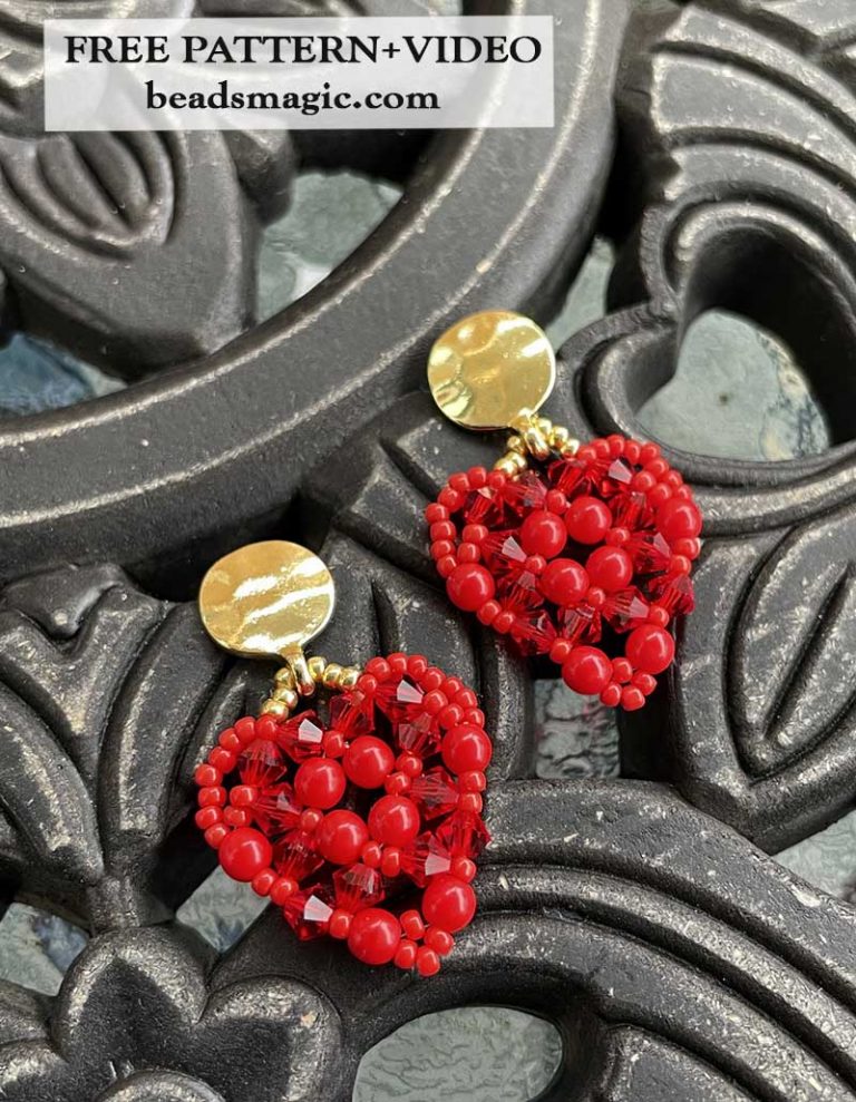 Heart earrings free pattern & video | Beads Magic