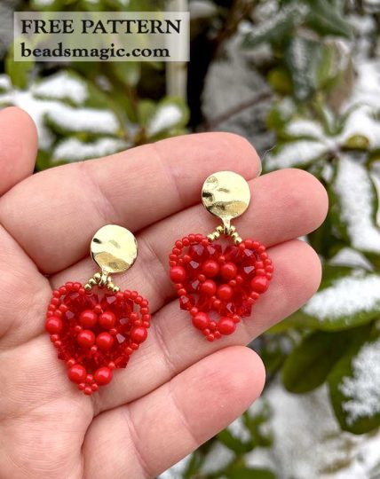Heart earrings free pattern & video | Beads Magic