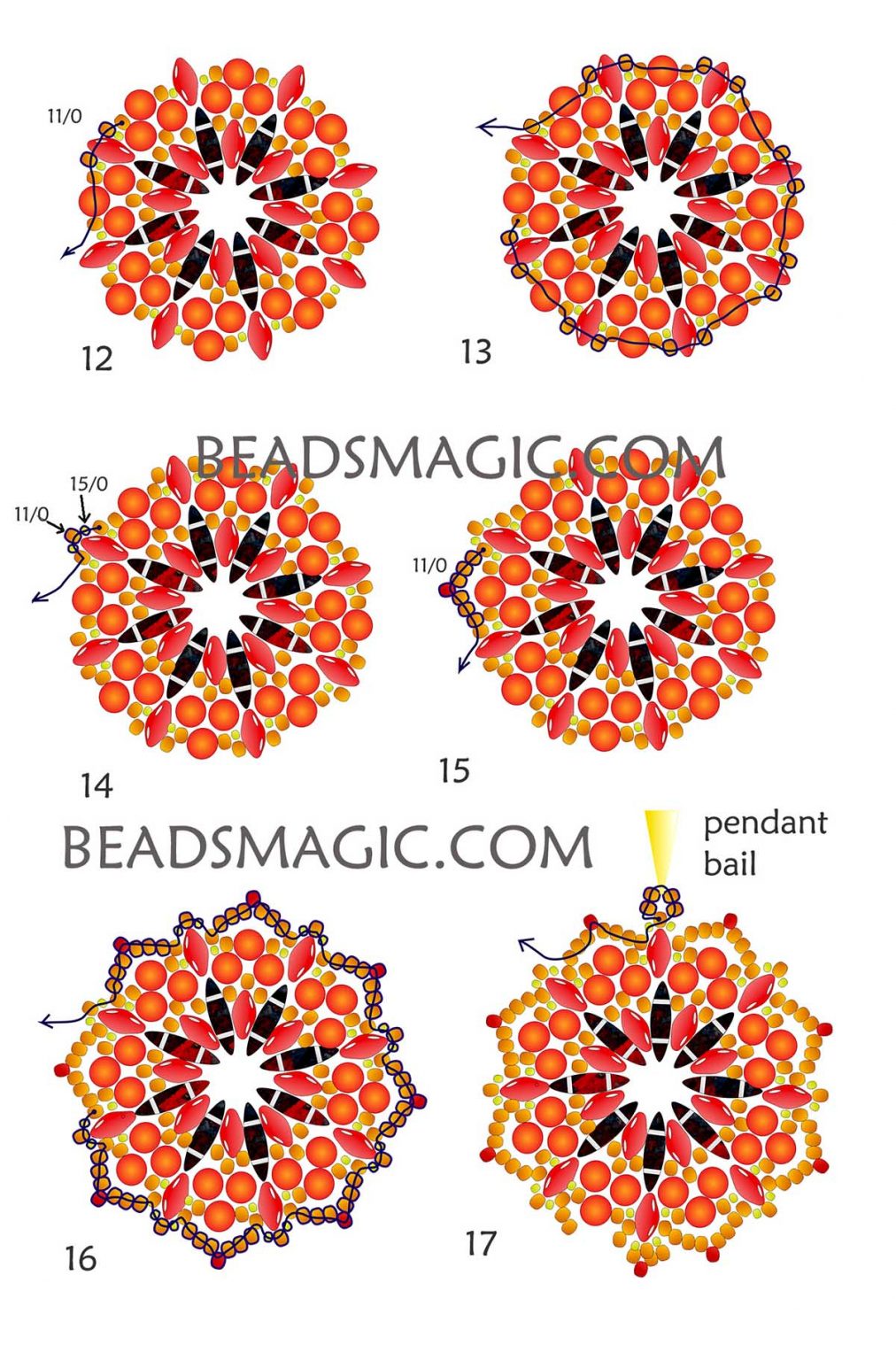Free bead pattern for pendant Lorena | Beads Magic