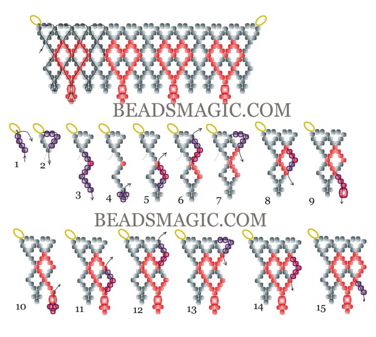 Free beading pattern for necklace Hearts | Beads Magic