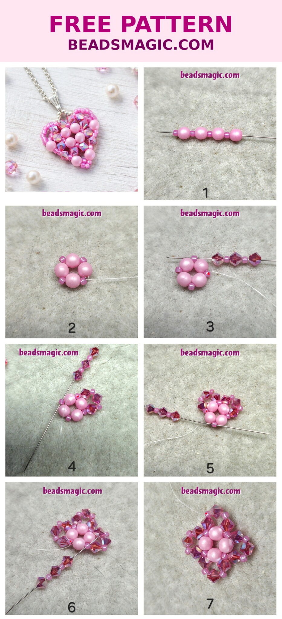 Free Beading Pattern – Heart Pendant | Beads Magic
