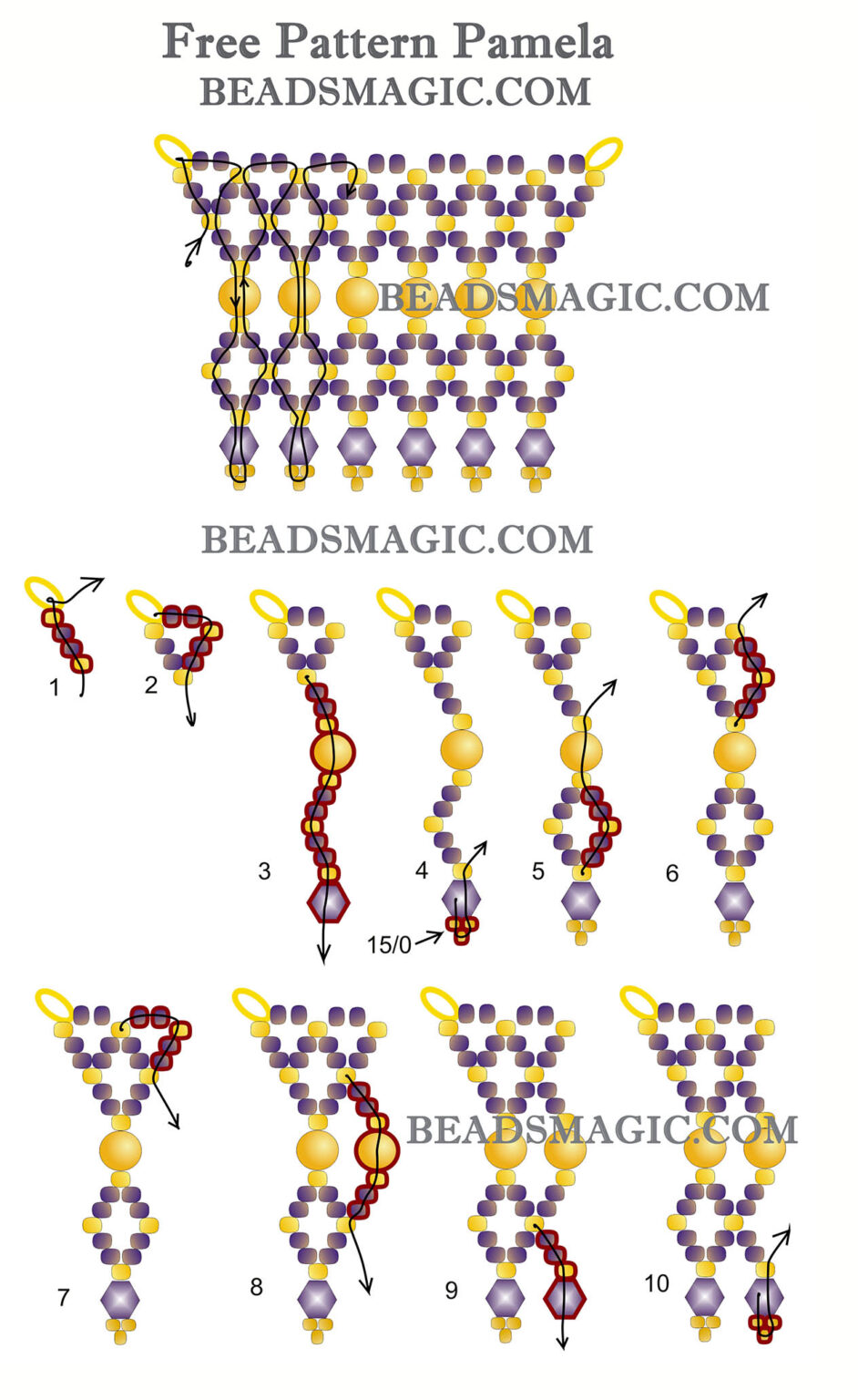 Free beading pattern for necklace Pamela | Beads Magic